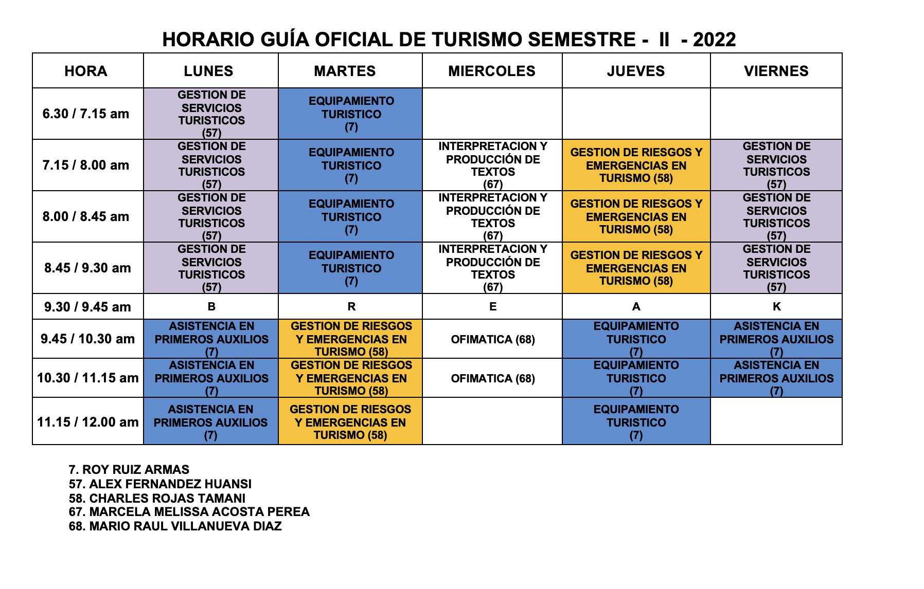 Horario Clases del Semestre 2022-II – Instituto de Educación Superior ... Horario Clases del Semestre 2022-II – Instituto de Educación Superior ...